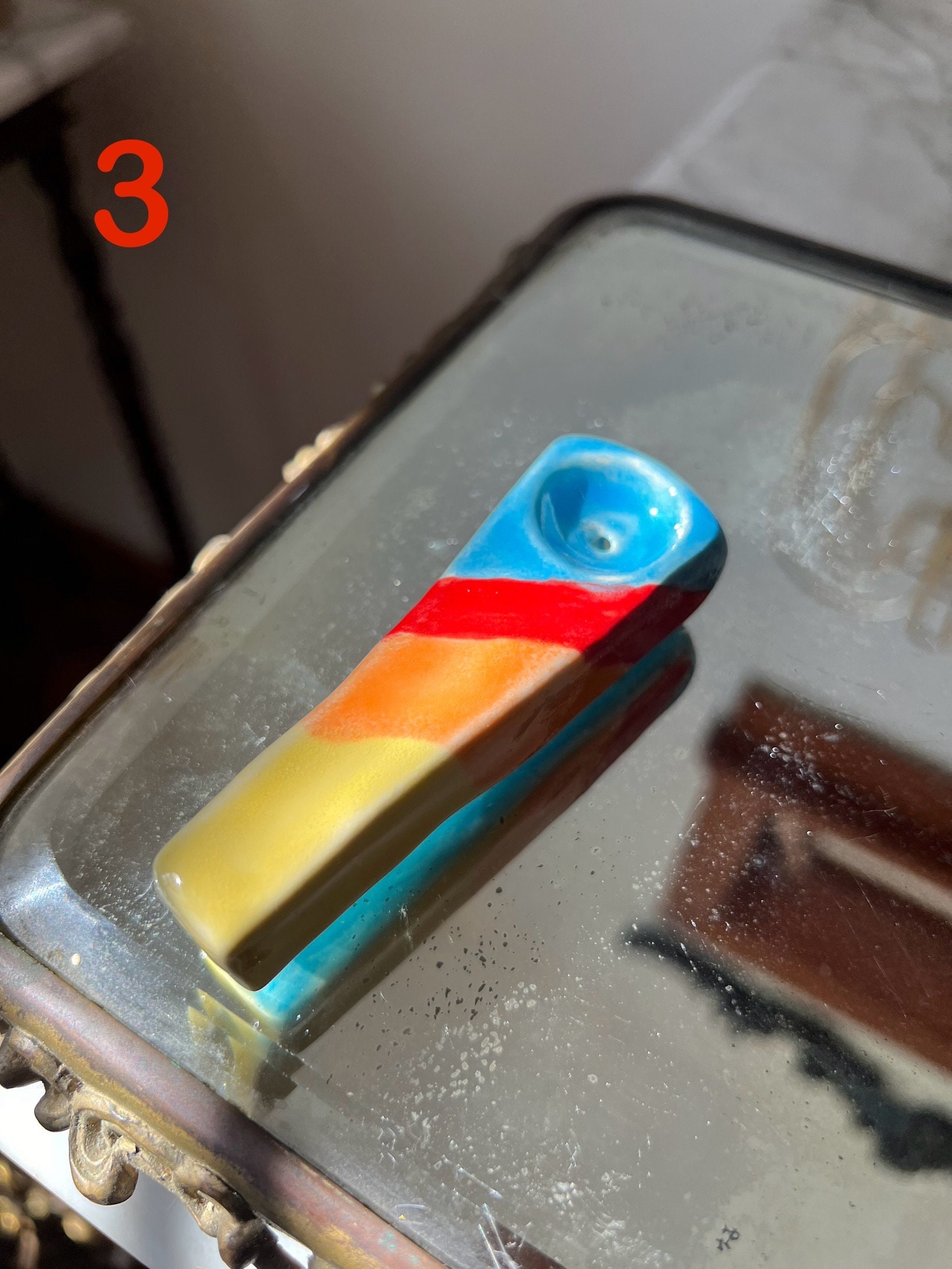 Ceramic Pipe 70s Rainbow Palette Groovy Stripes Bright Colors Smoking ...