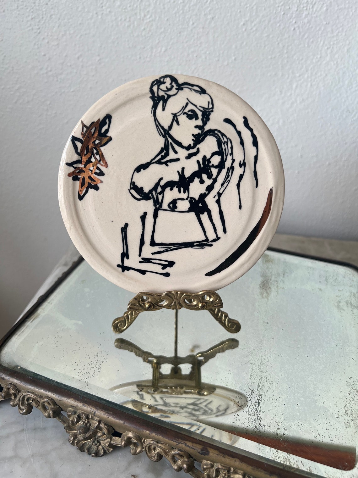 Bust Figure 22k Gold Figurative Painting Ceramic Decorative Plate ...