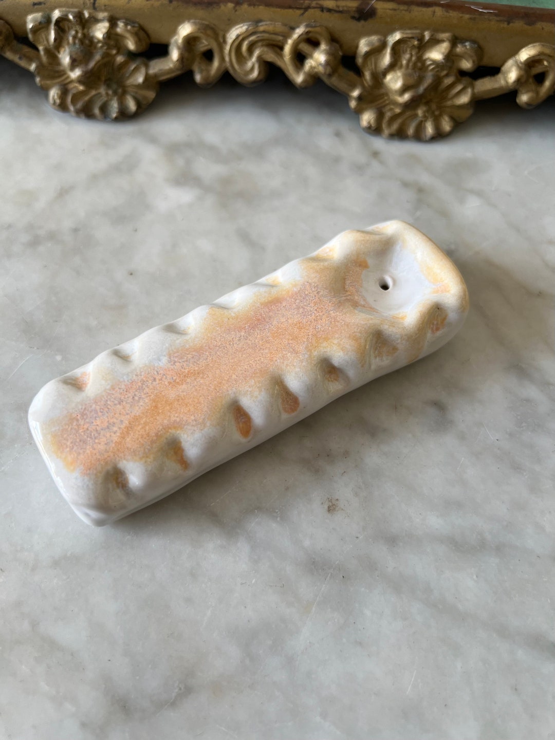 Ceramic Pipe Peachy Pink Zig Zag Design Etsy