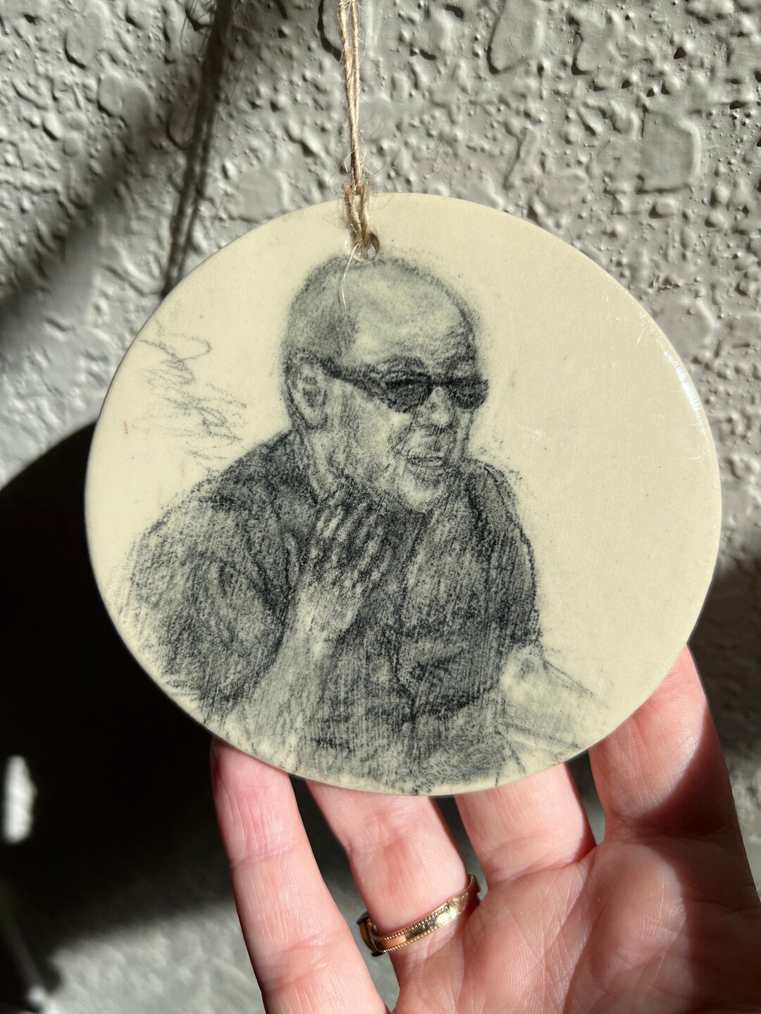 Man Smoking Cigarette Figure Drawing Ceramic Wall Hanging Gallery Wall ...