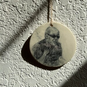Man Smoking Cigarette Figure Drawing Ceramic Wall Hanging Gallery Wall ...