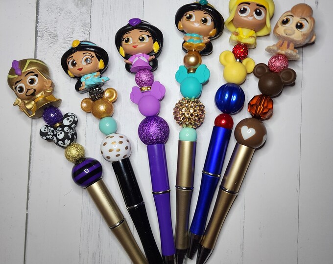 Aladdin Inspired Doorable Pen, Princess Jasmine, Abu, Jafar, Beaded ...