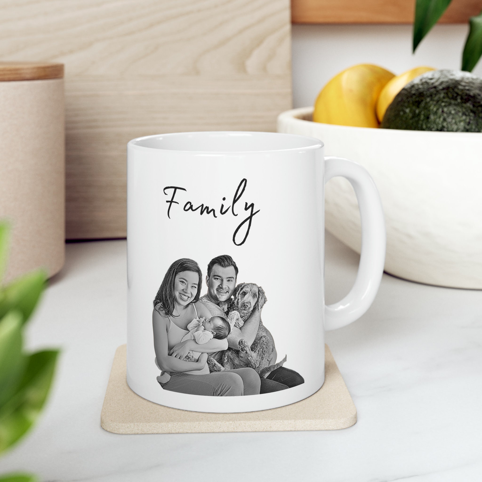 Personalized Family Portrait Mug, Personalized Family Mug Illustration ...