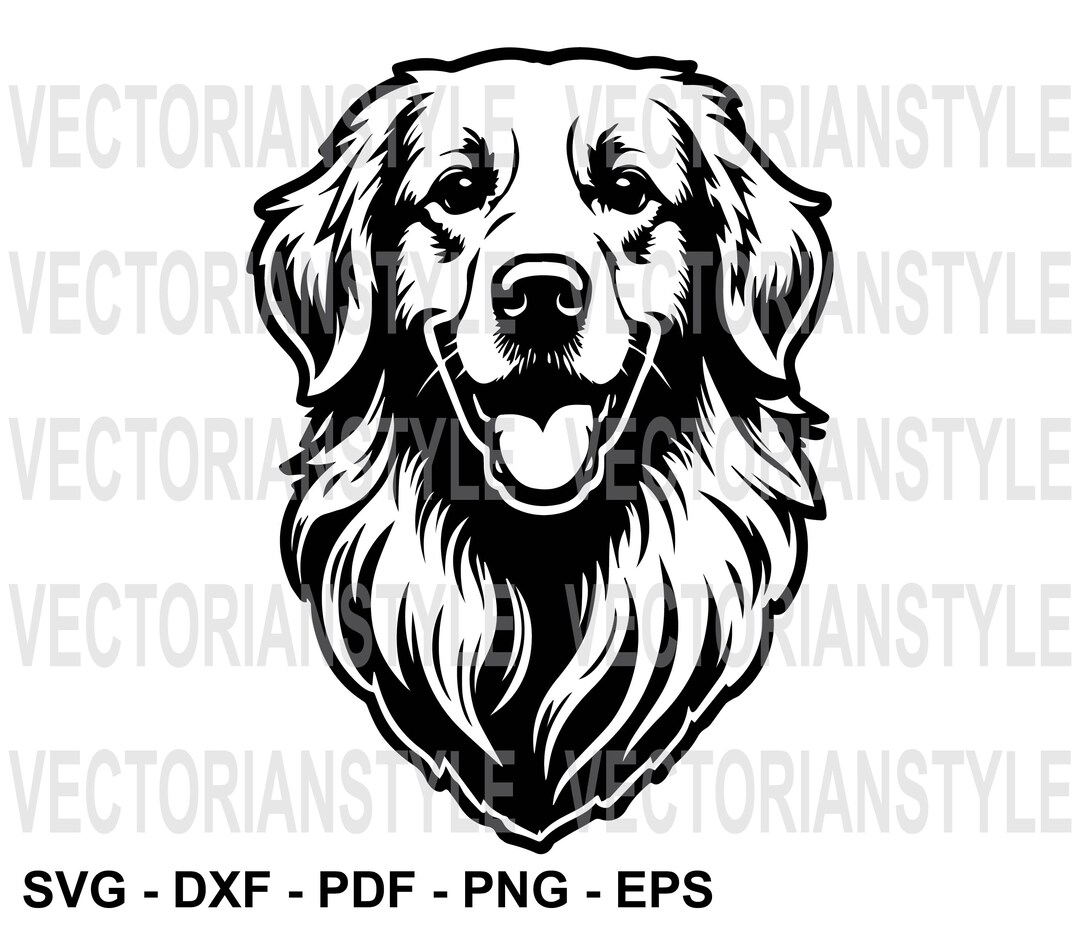INSTANT Download. Golden Retriever Portrait Svg, Dxf Cut Files and Clip ...