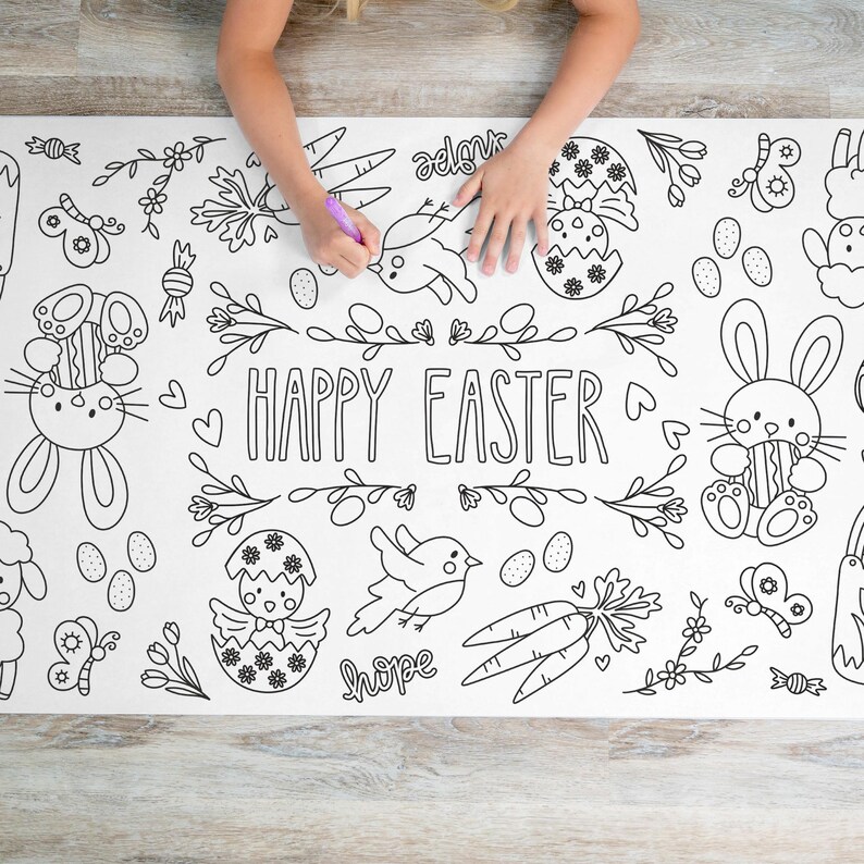 Gigantic Easter Coloring Sheet: Family Party Tablecloth (72x24 In) - Etsy