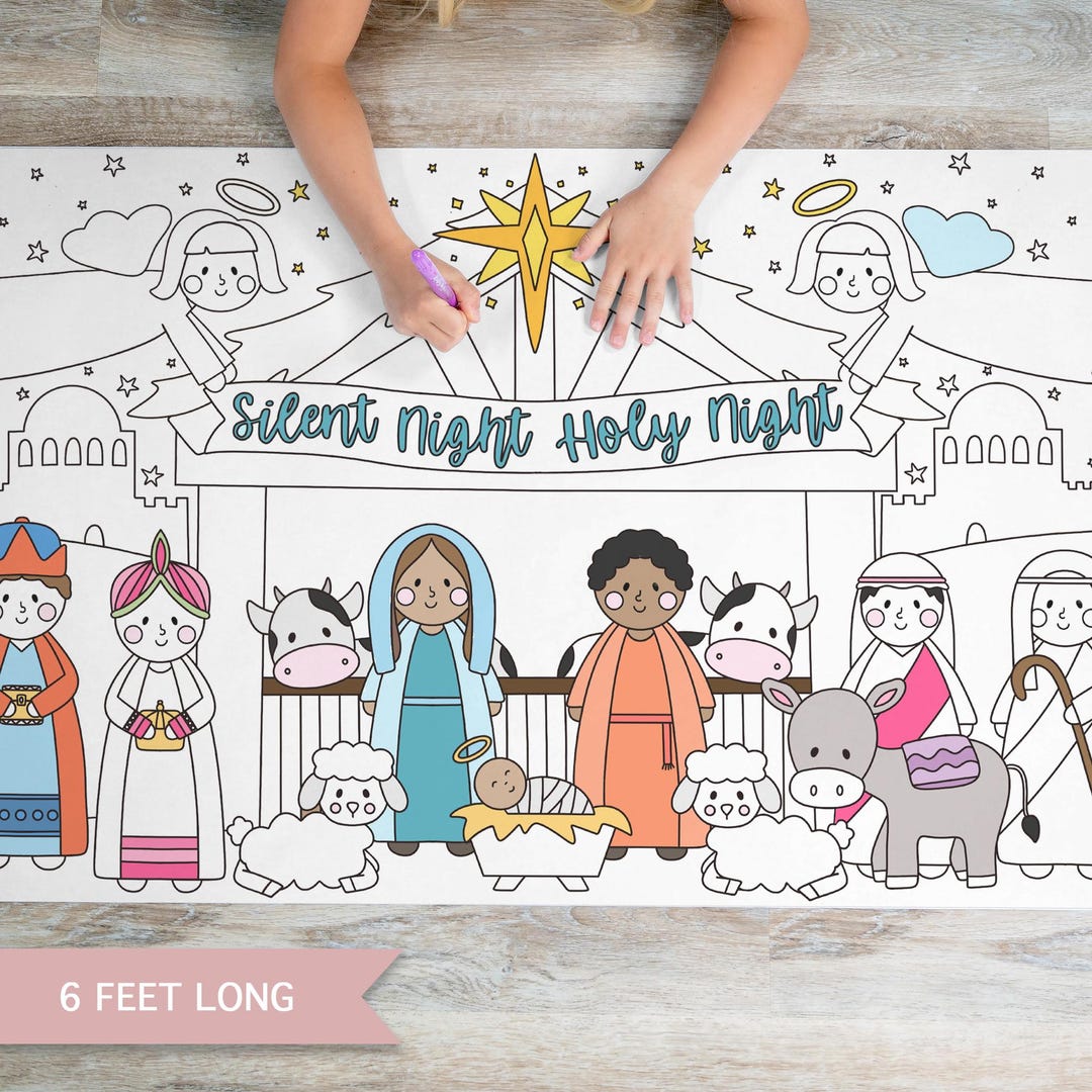 Giant Christmas Nativity Coloring Page: Holiday Group Activity (72x24 ...