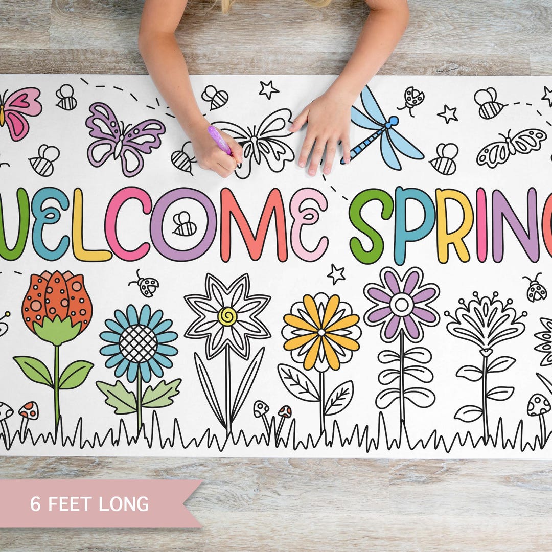 Giant Spring Coloring Poster: 72x24 Family Party Activity - Etsy