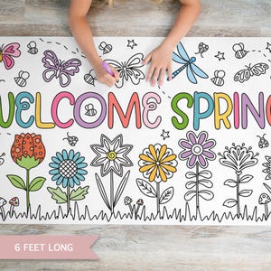 Huge Welcome Spring Coloring Wall Art or Coloring Paper Table Cover ...