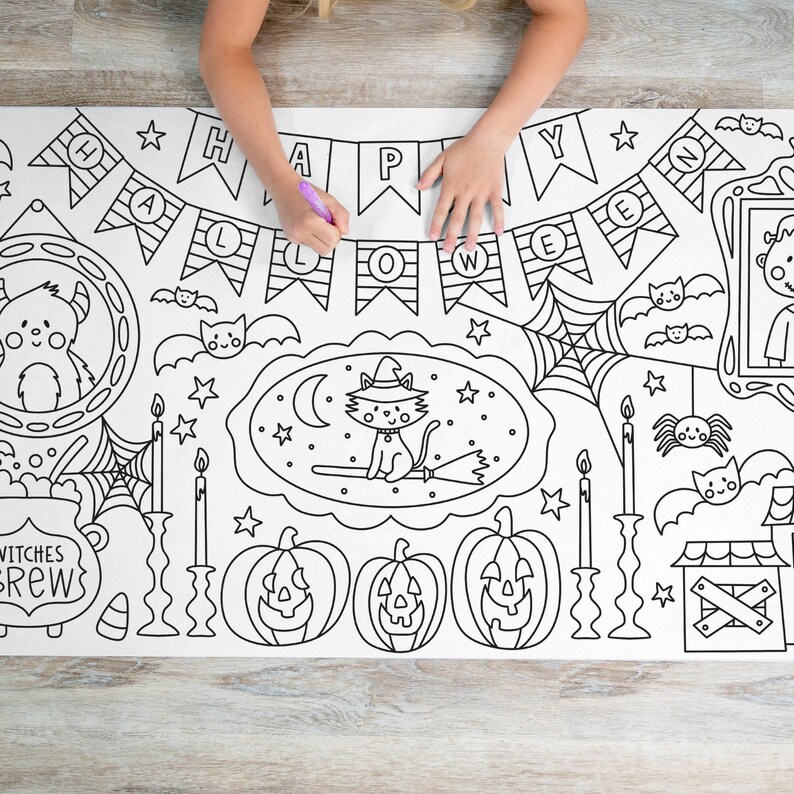 Gigantic Halloween Coloring Page: 72x24" Family Activity - Etsy