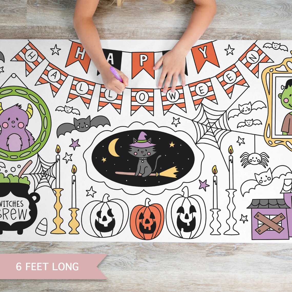 Gigantic Halloween Coloring Page: 72x24" Family Activity - Etsy