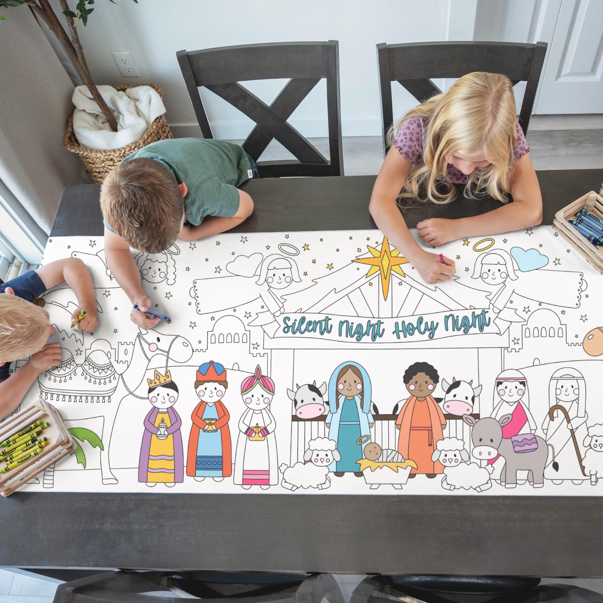 Giant Christmas Nativity Coloring Page: Holiday Group Activity (72x24 ...