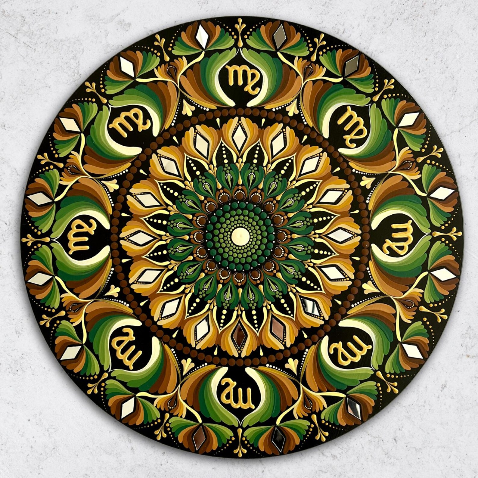 18" Virgo Hand-painted Wooden Hanging Mandala | Dot Art Mandala | Boho ...