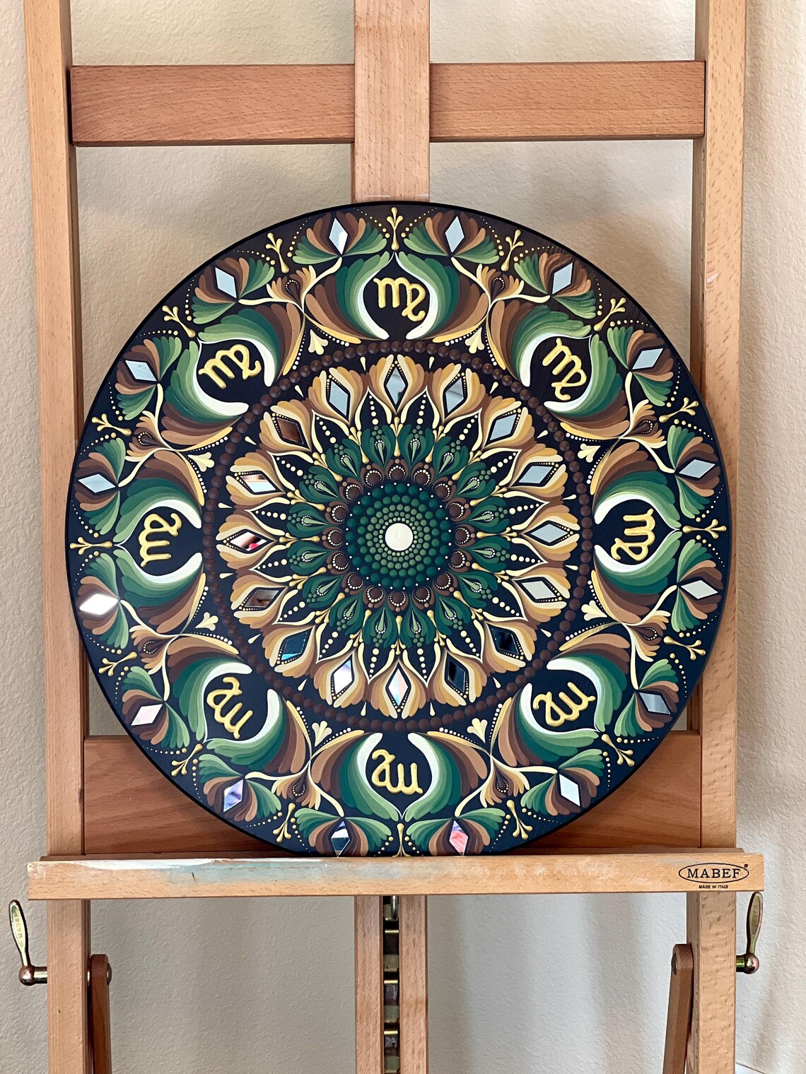 18" Virgo Hand-painted Wooden Hanging Mandala | Dot Art Mandala | Boho ...
