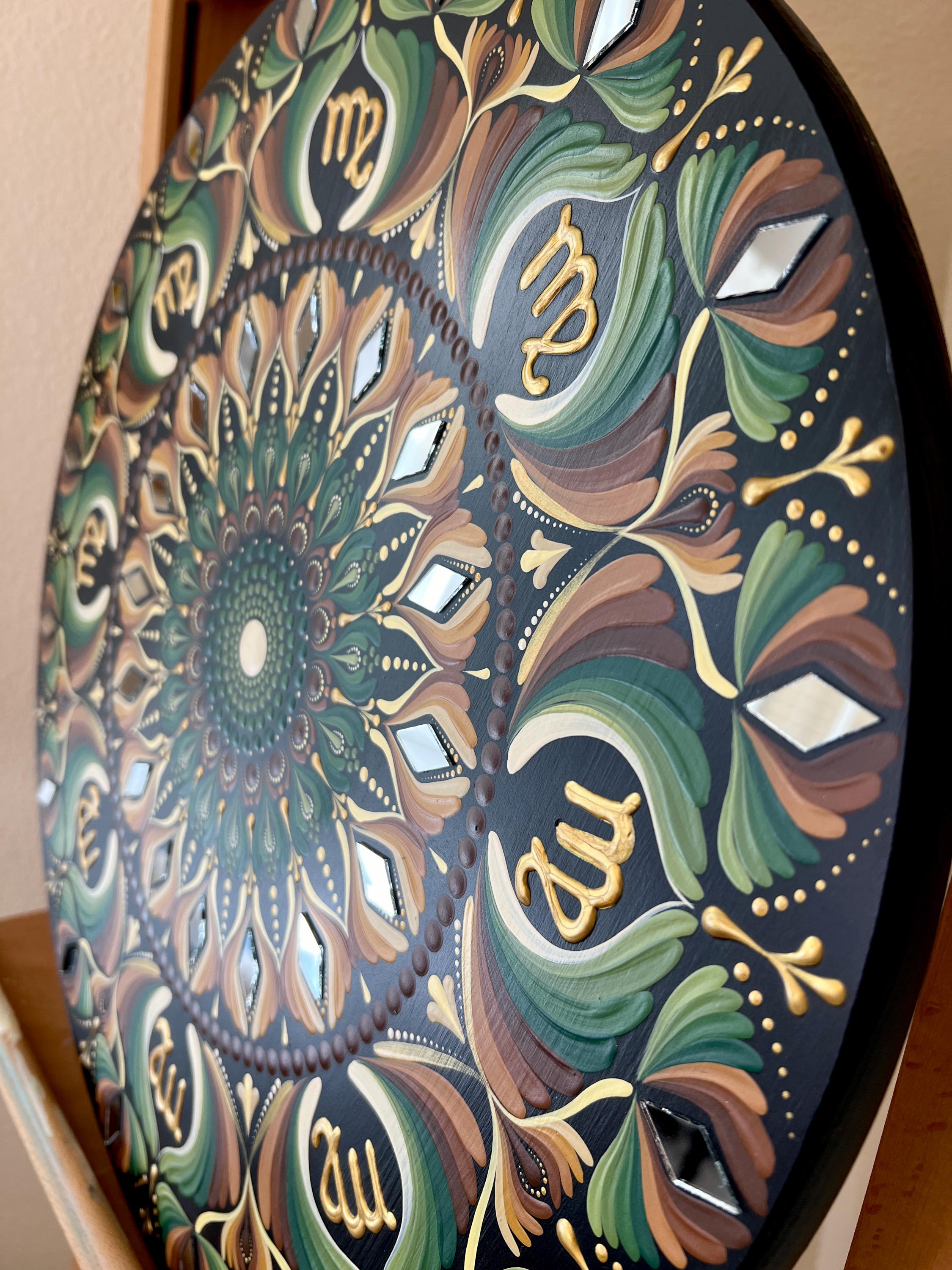 18" Virgo Hand-painted Wooden Hanging Mandala | Dot Art Mandala | Boho ...
