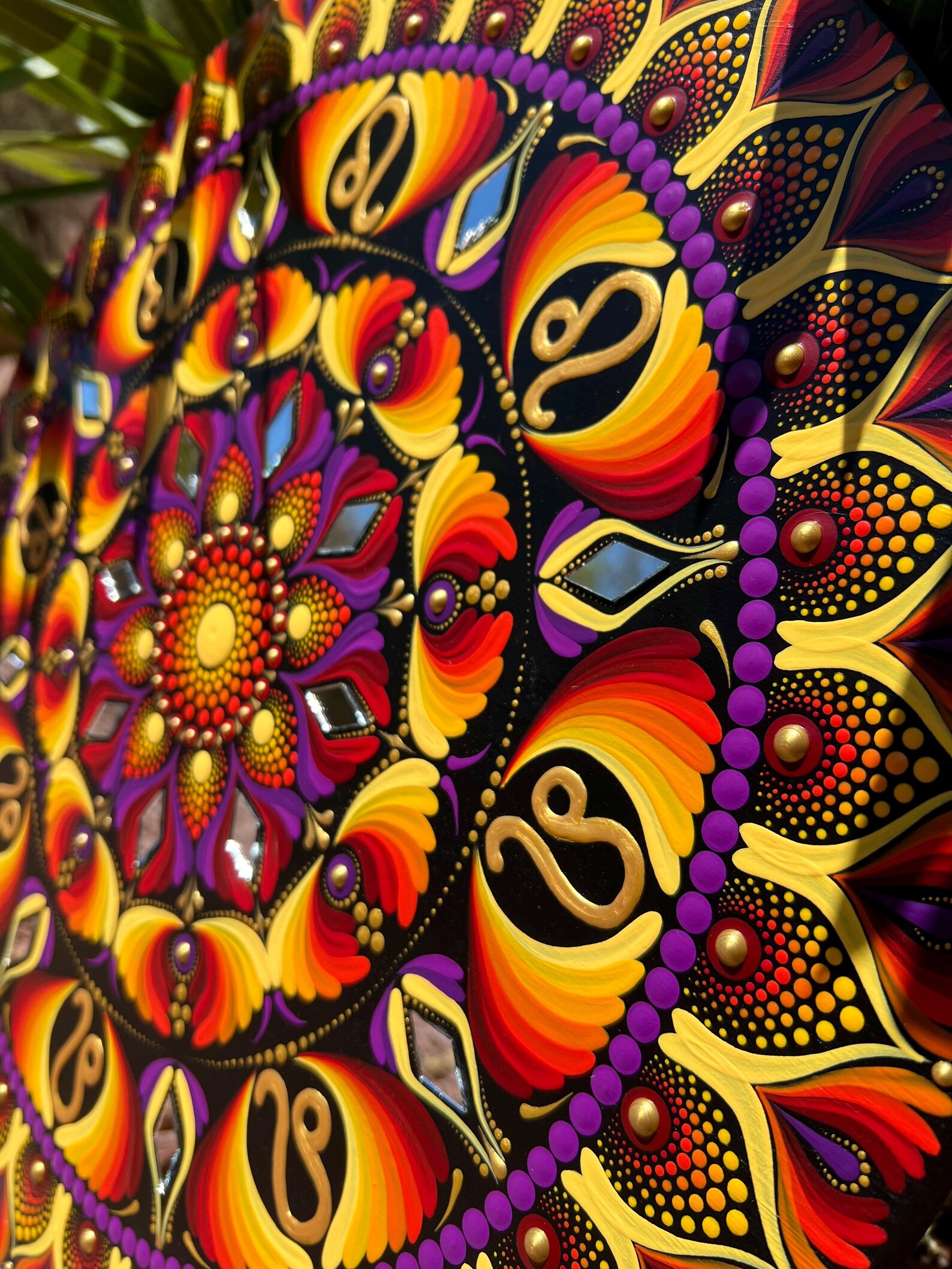 18" Leo Hand-painted Wooden Hanging Mandala | Dot Art Mandala | Boho ...