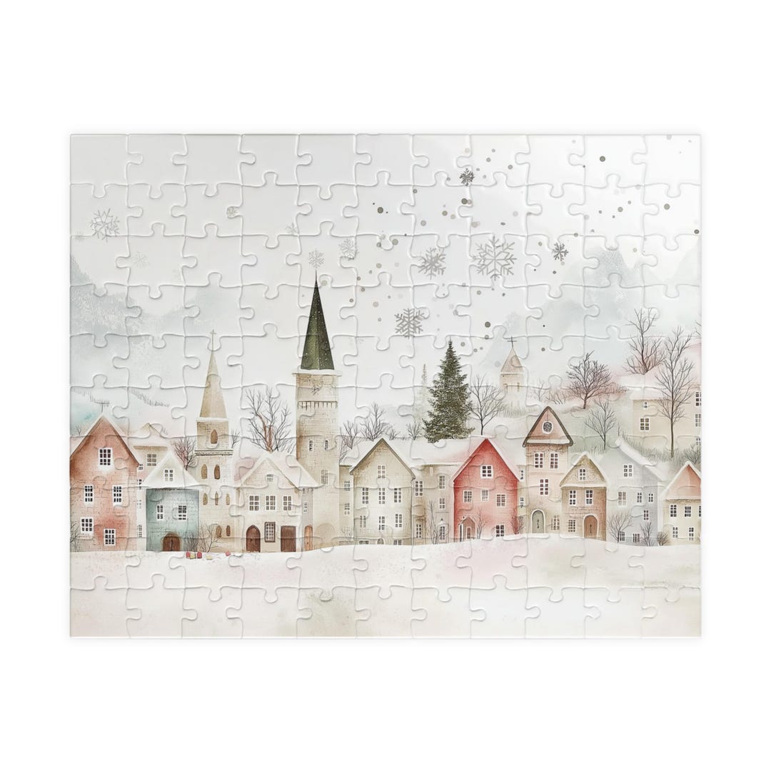Winter Scene Jigsaw Puzzle Village Houses Puzzle for Adults & Kids ...