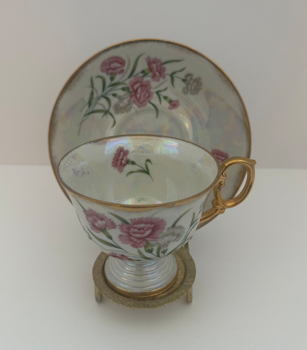 Ucagco Lusterware Flower of the Month Teacup & Saucer - January - Etsy