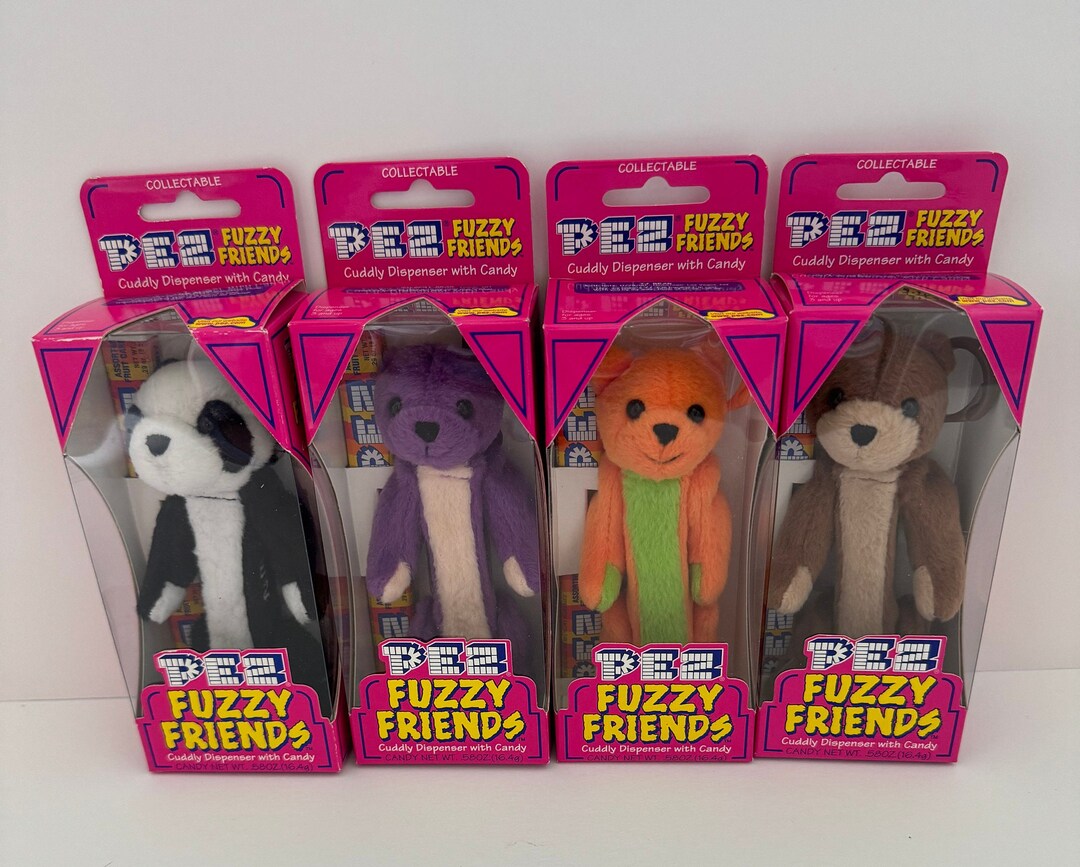 PEZ Fuzzy Friends Bear Series Set of 4 With Backpack Clip - Retired - Etsy