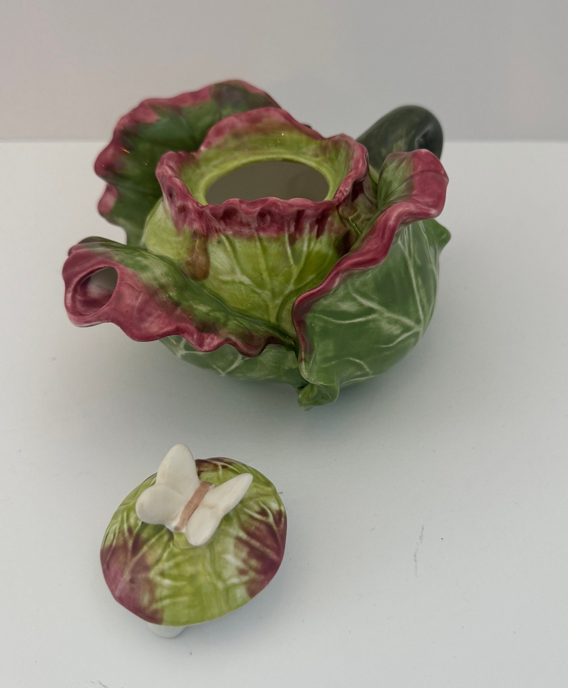 Jay Willfred by Sadek Porcelain Cabbage Teapot With Butterfly on Lid - Etsy