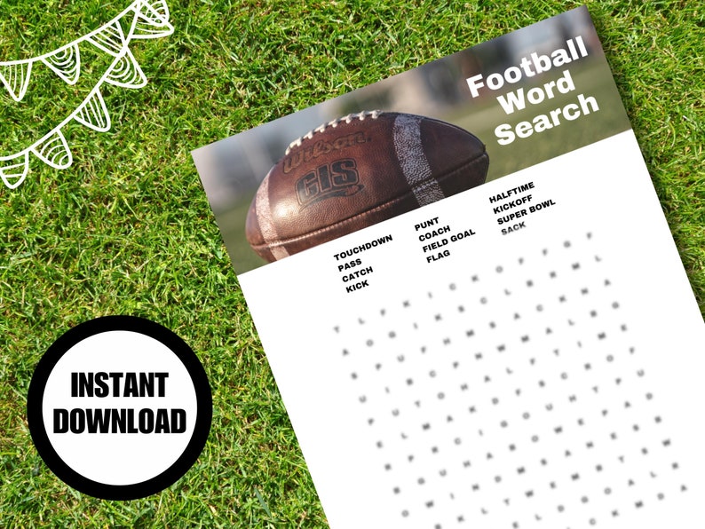 Football Word Search Printable Instant Download, Super Bowl Games ...
