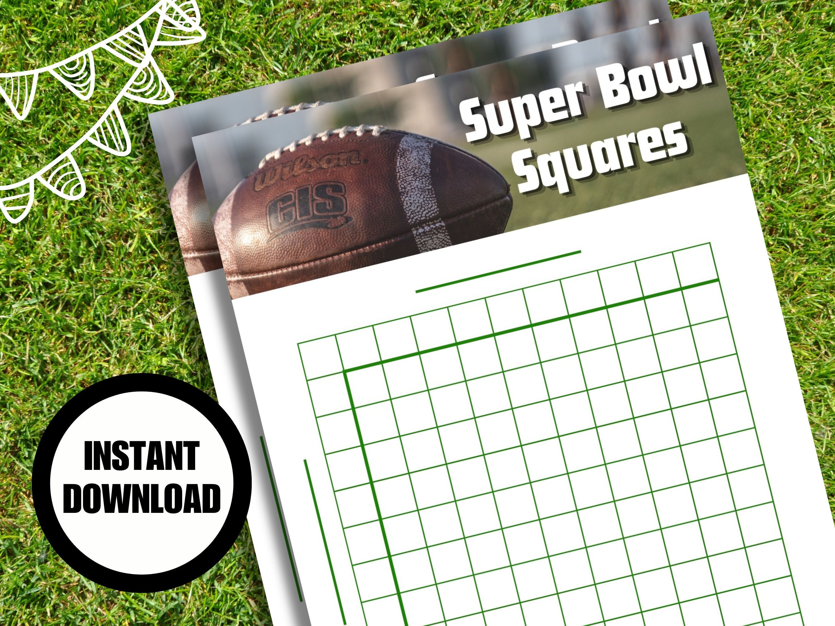 Football Squares Printable Instant Download, Super Bowl Games, Super ...
