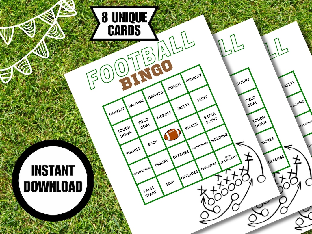 Football Bingo Printable Instant Download, Super Bowl Games, Super Bowl ...
