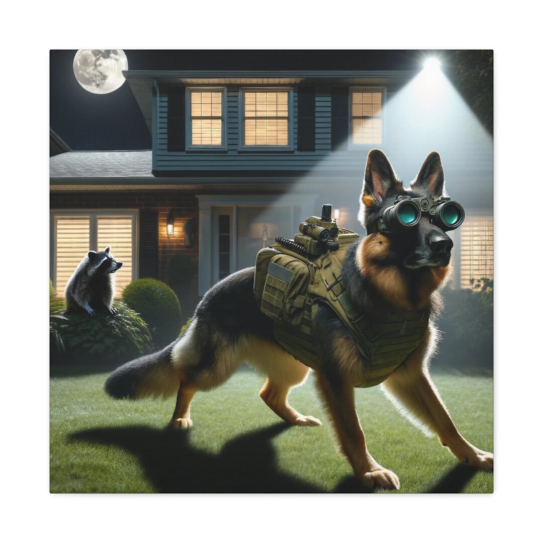 Midnight Patrol - German Shepherd Canvas Print - Item#:dog0013 - Etsy