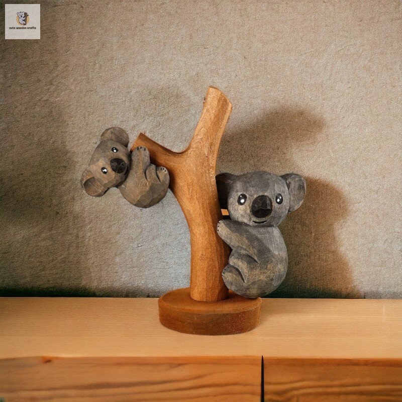 Cute Wooden Koala Figurines,wooden Miniature Animals,wooden Animal ...