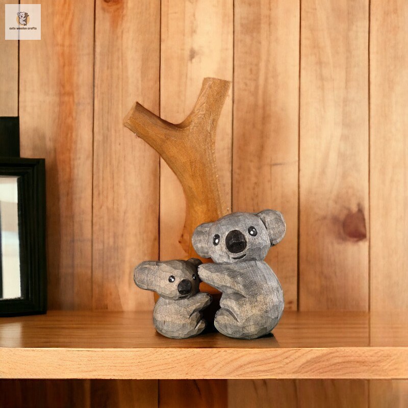 Cute Wooden Koala Figurines,wooden Miniature Animals,wooden Animal ...