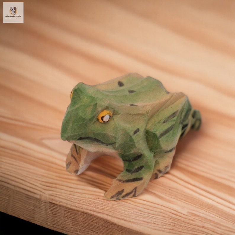 Miniature Frog Figurines,wooden Animal Carvings,rustic Wooden Animals ...