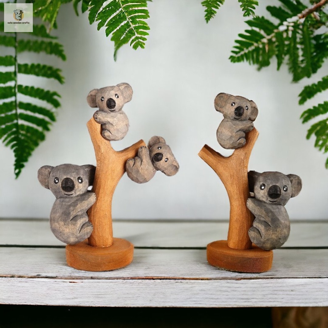 Cute Wooden Koala Figurines,wooden Miniature Animals,wooden Animal ...