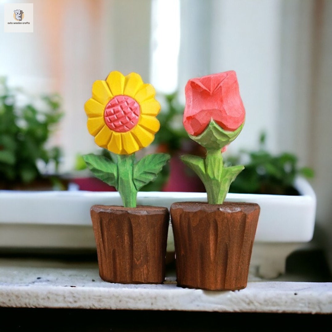 Hand Carved Wood Flowers,sunflowers Carving,wooden Flowers Ornaments ...