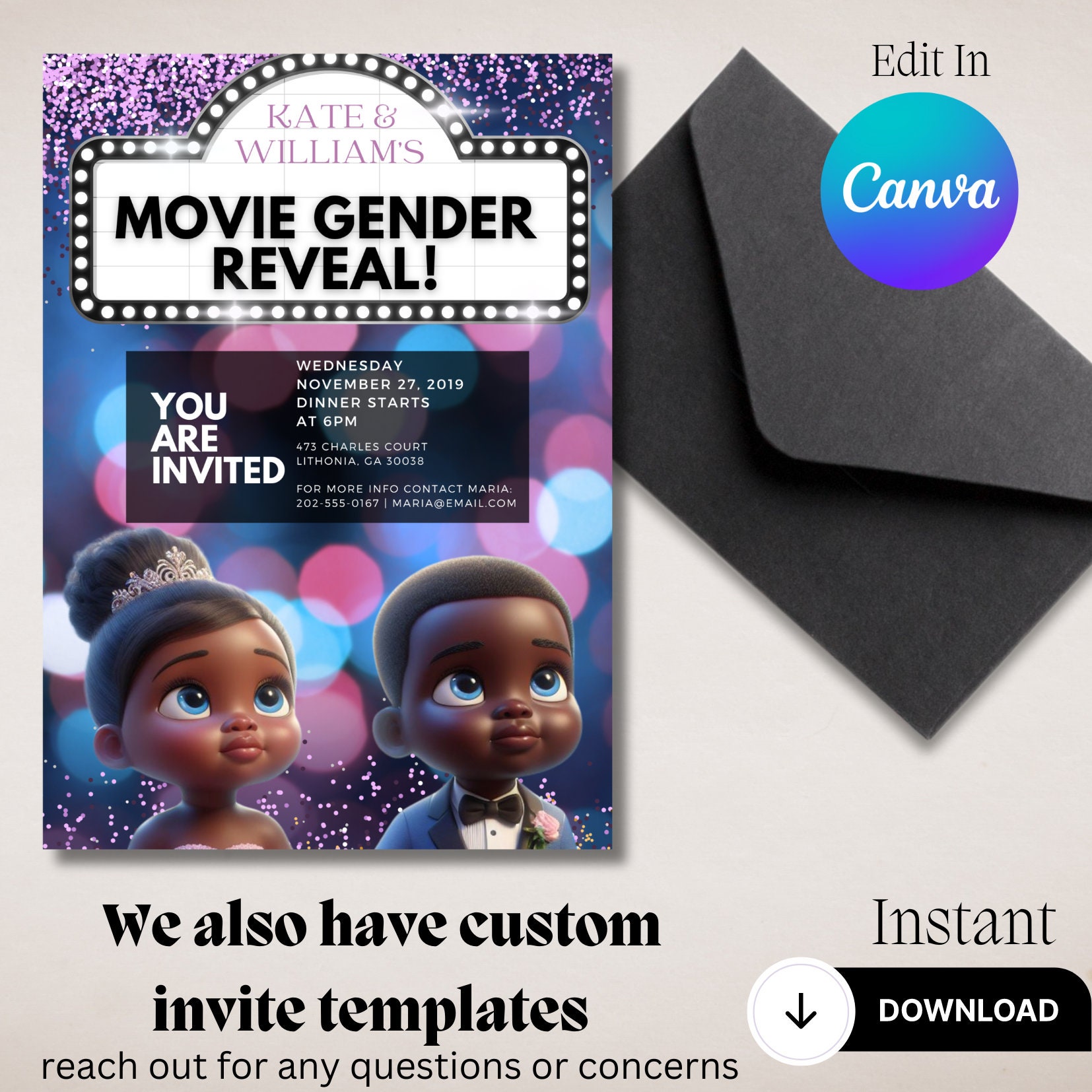 Gender Reveal Video Announcement Gender Reveal Movie Party Gender ...