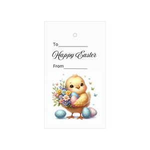 Happy Easter Tags, Bunny + Flowers, Chick + Flowers, Easter Rabbit ...