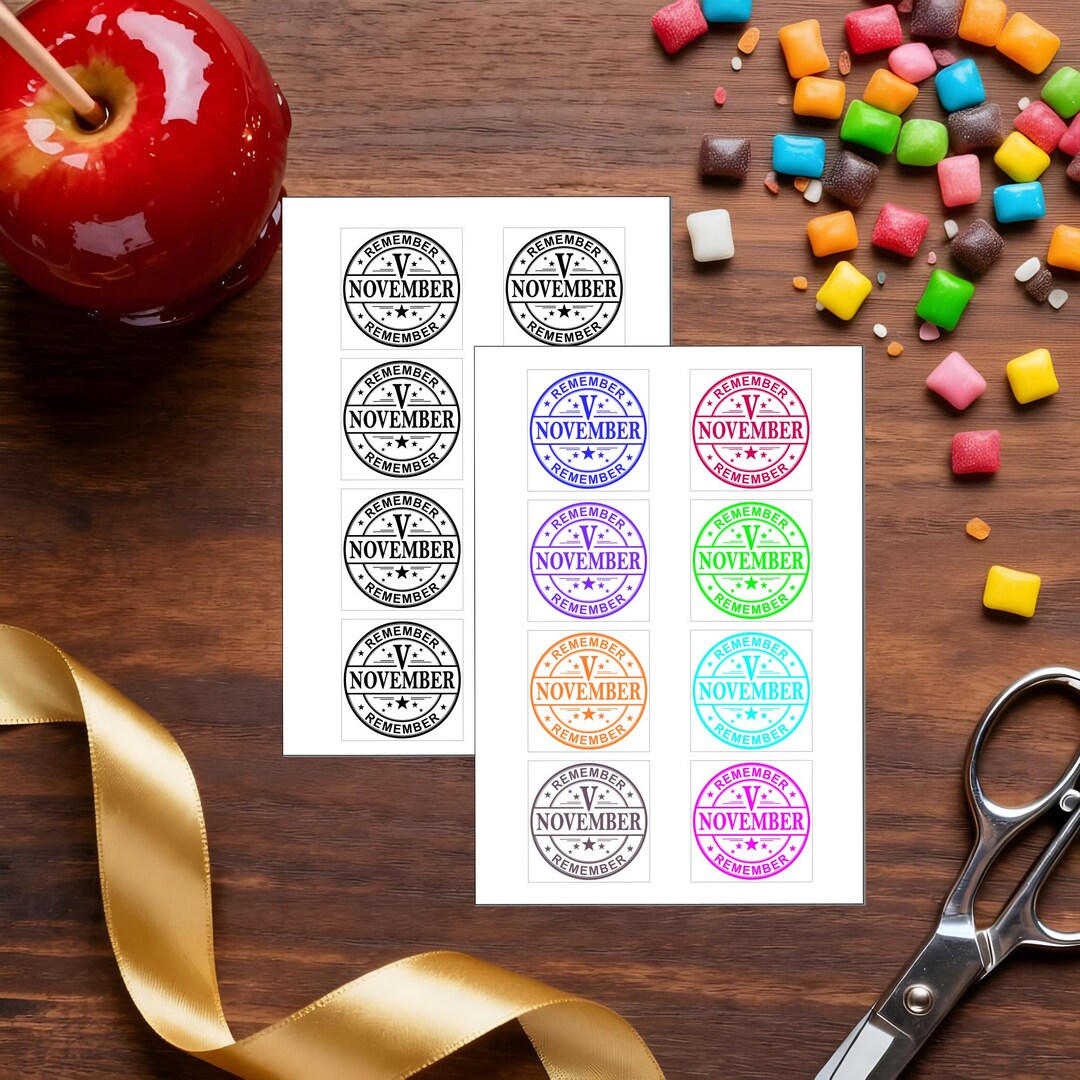 Guy Fawkes Tags | Printable Party Favor Tags | V November Stamp Style ...