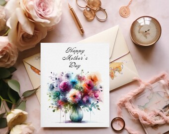 Mother's Day Card, Flowers in Vase - Etsy