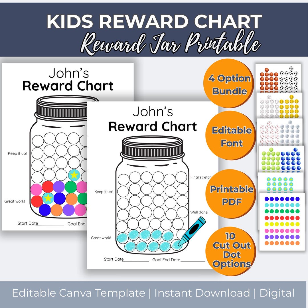 Editable Reward Jar Printable Reward Chart - Goal Tracker for Kids ...