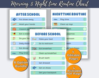 Kids Daily School Schedule Checklist, School Routine Chart, Morning and ...