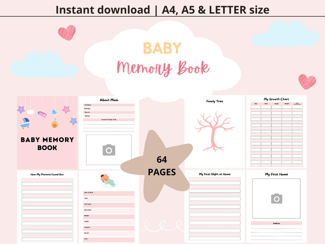 Printable Baby Memory Book, Digital Baby Book, Baby Journal, Baby ...