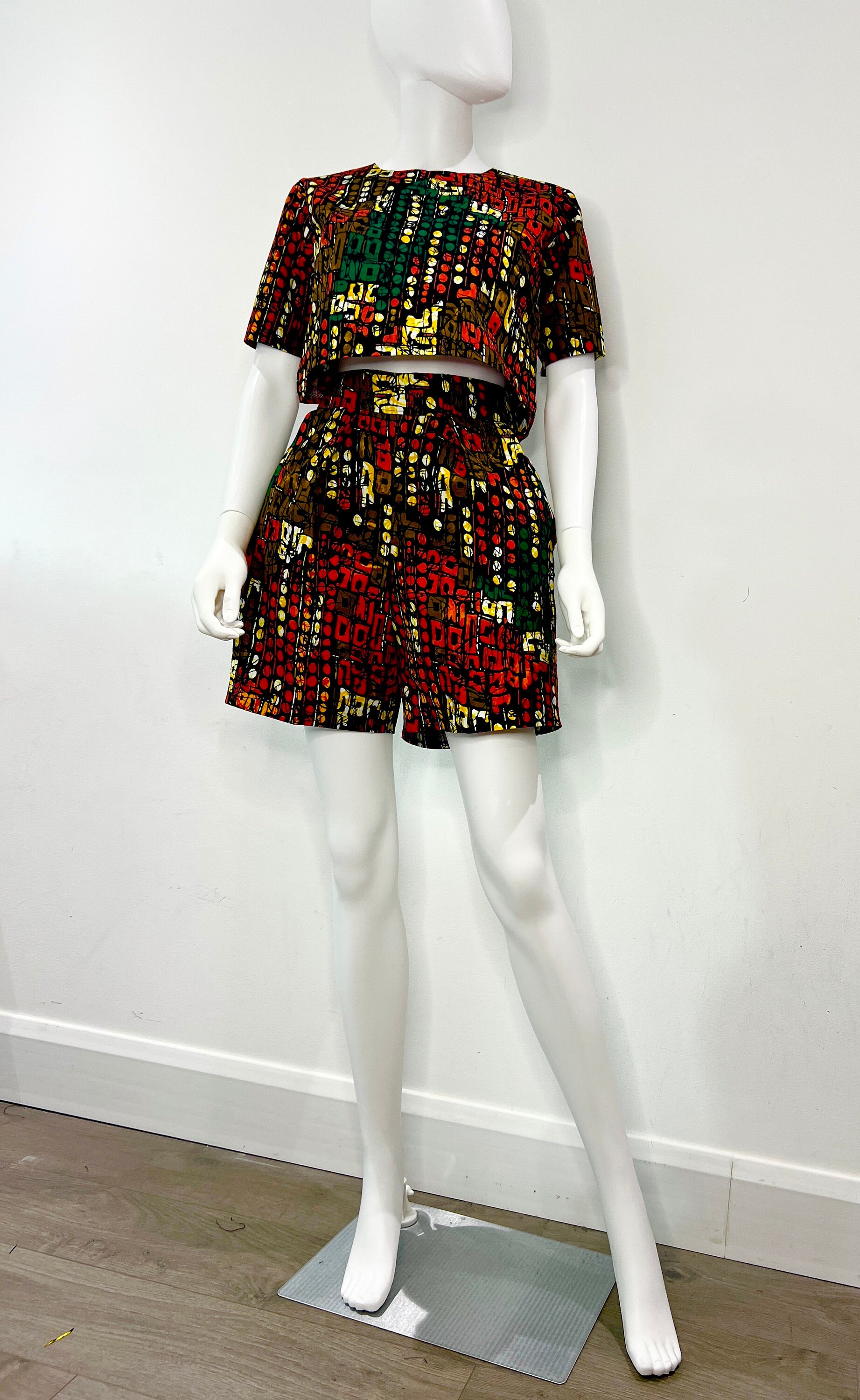 African Ankara Two Piece Crop Top and Shorts - Etsy