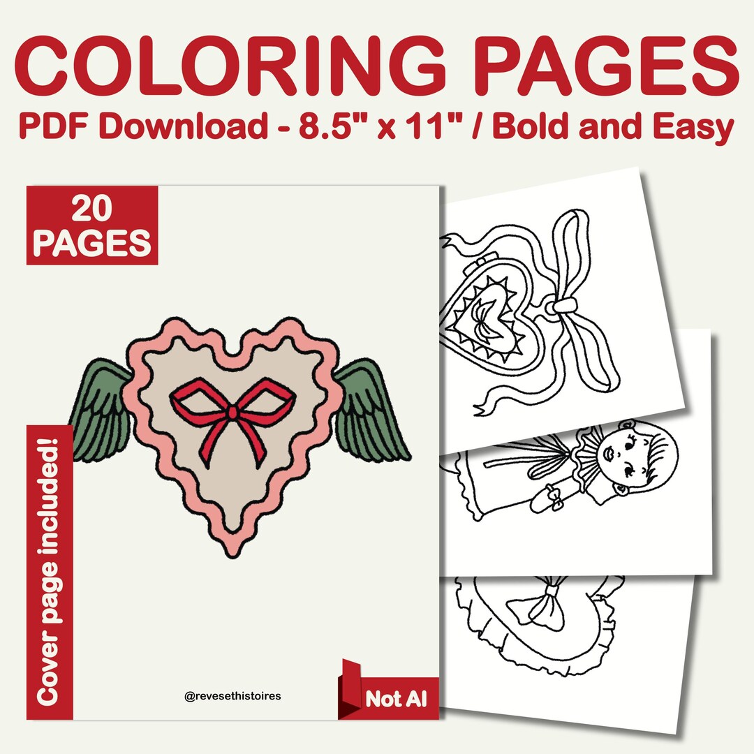 Adult Printable Coloring Pages for Valentine's Day, Anxiety Relief ...