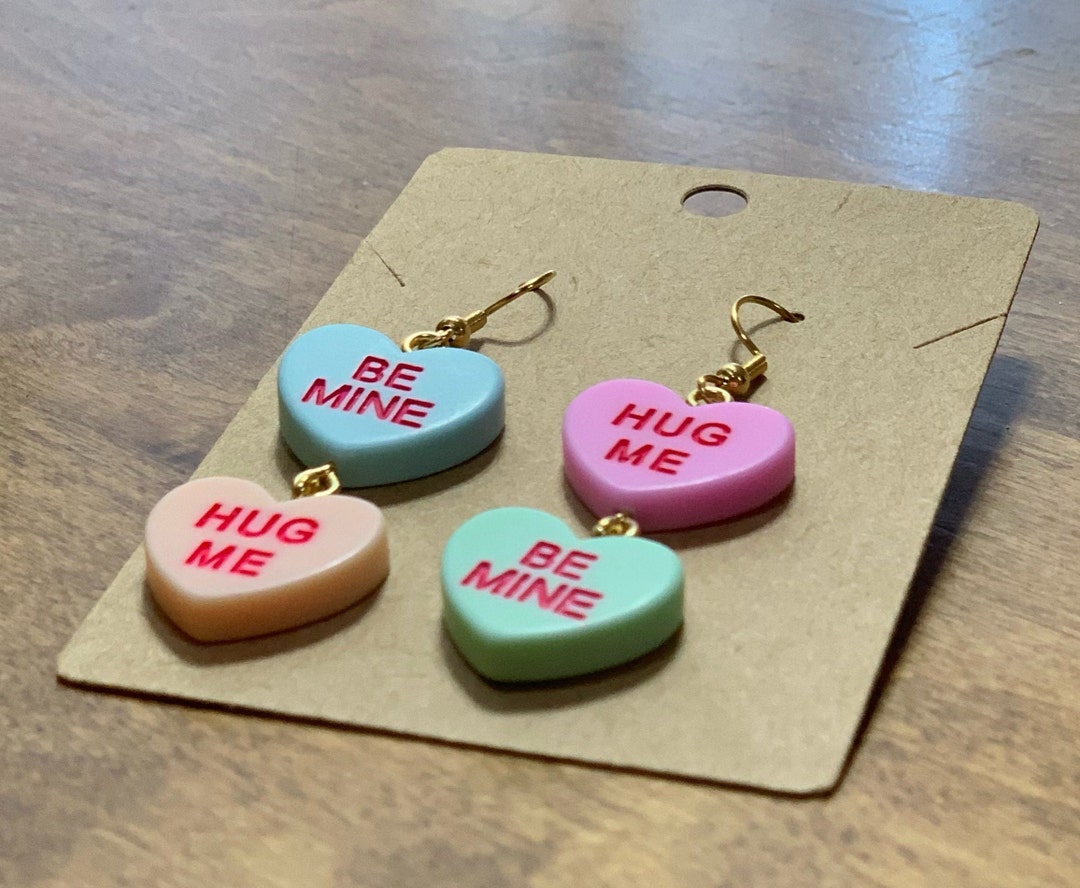 Valentine's Sweethearts Earrings Conversation Heart Earrings Candy ...