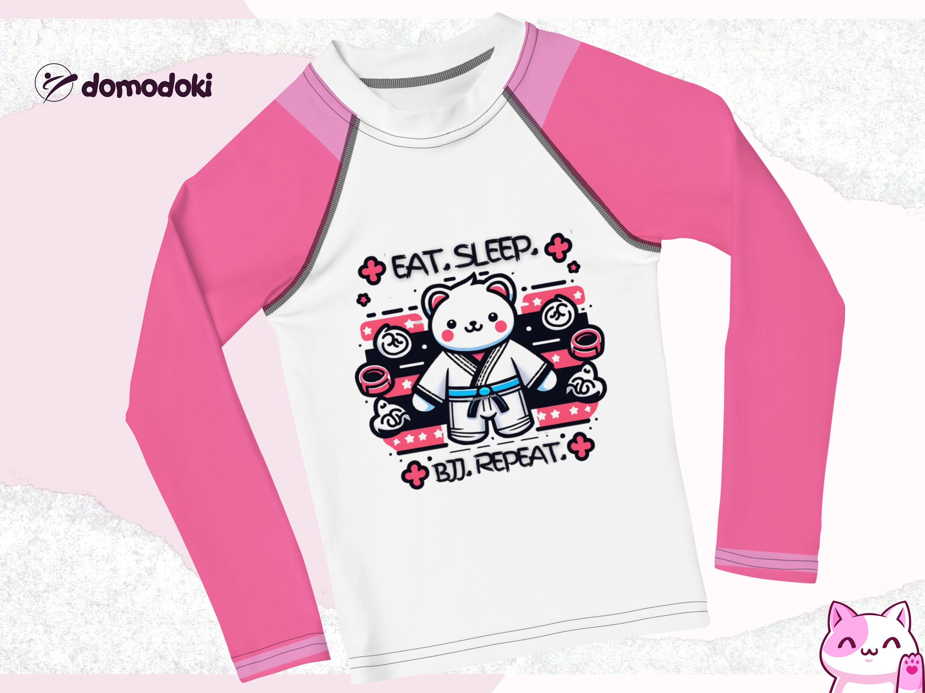 Bear Eat Sleep BJJ Repeat Kid Rash Guard Jiu Jitsu Rash Guard BJJ Top ...