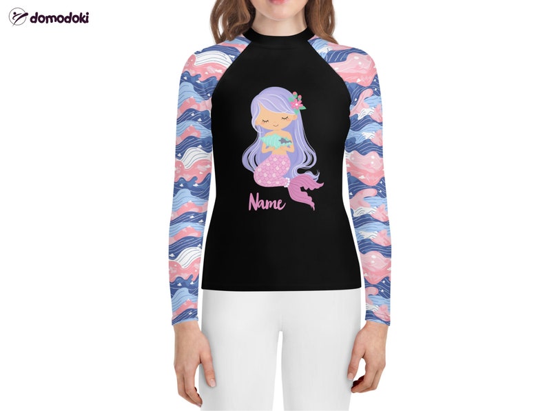 Custom Mermaid BJJ Rash Guard for Kids, Personalized Name Jiu Jitsu Top ...