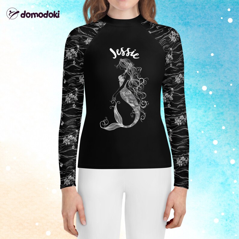 Custom Kids Mermaid BJJ Rash Guard, Personalized Jiu Jitsu MMA Top - No ...