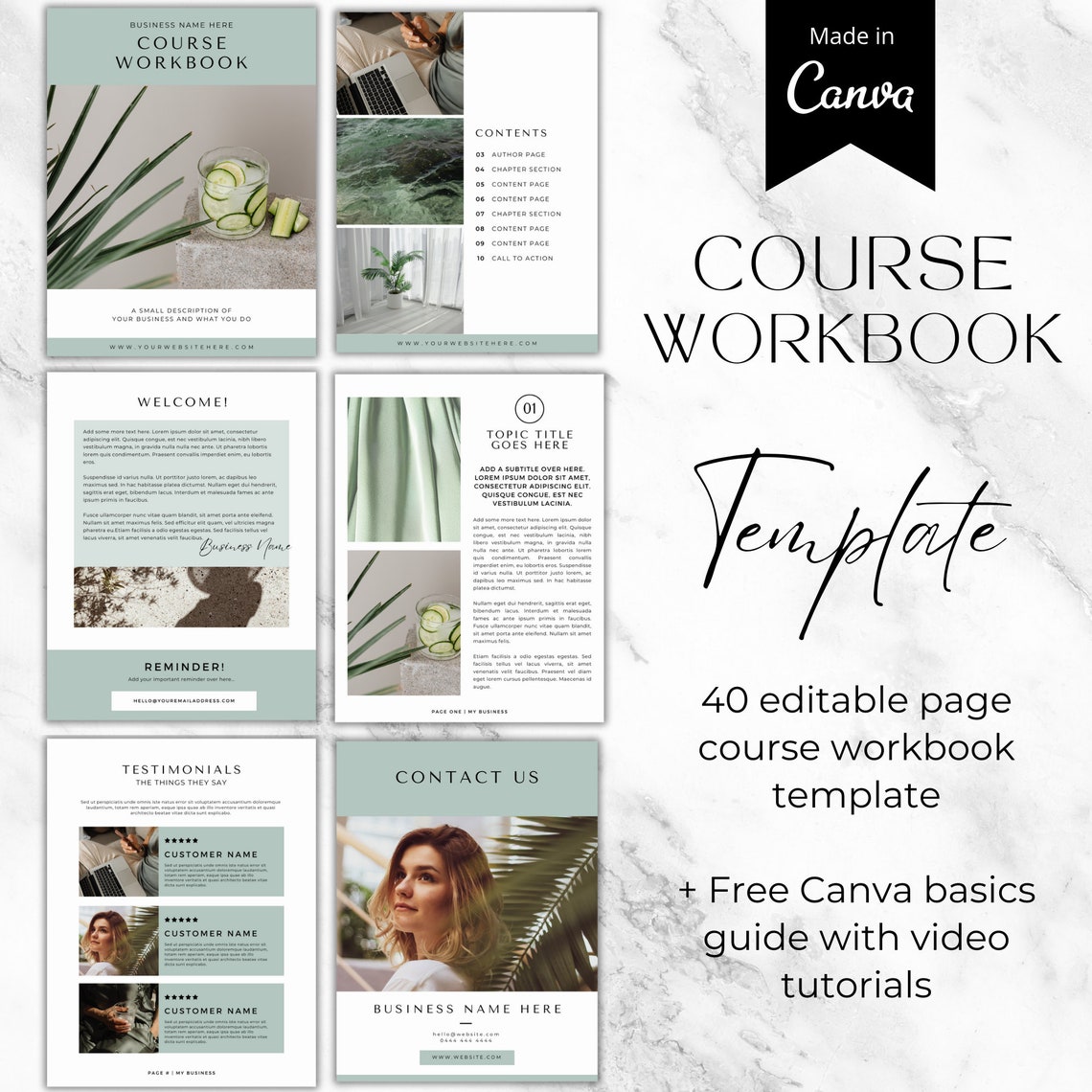 Editable Workbook Template, Canva Online Course Workbook, Ebook ...