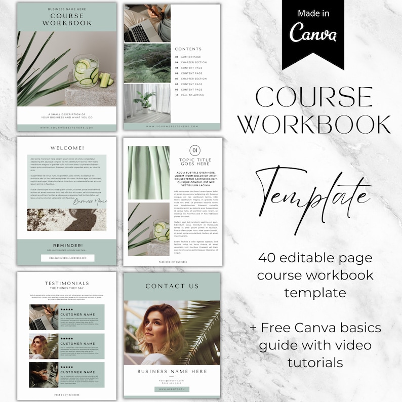 Editable Workbook Template, Canva Online Course Workbook, Ebook ...
