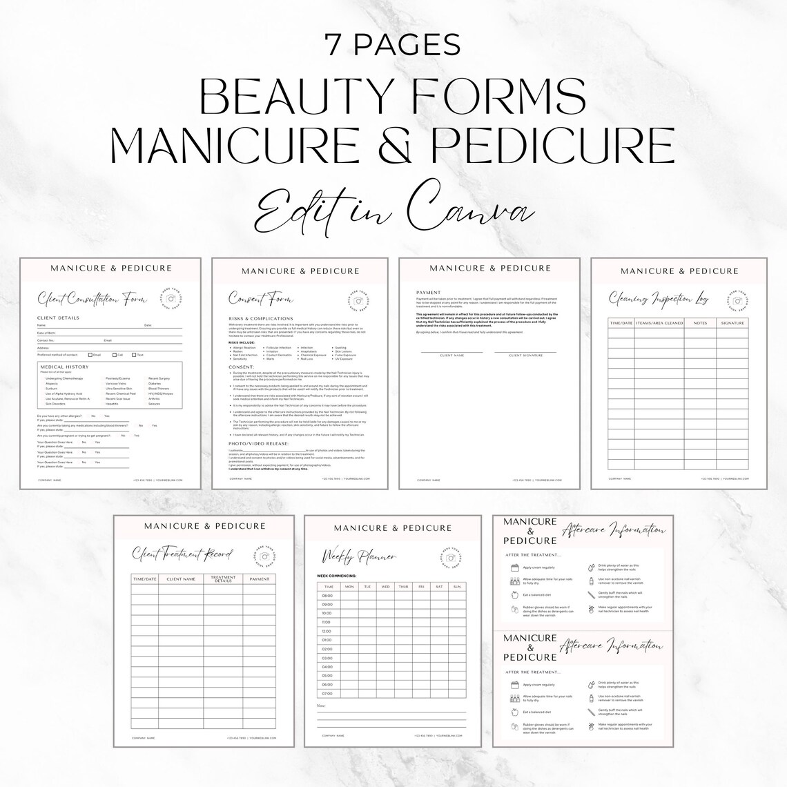 Nail Tech Forms Printable PDF, Nail Tech Client Consent Forms, Beauty ...