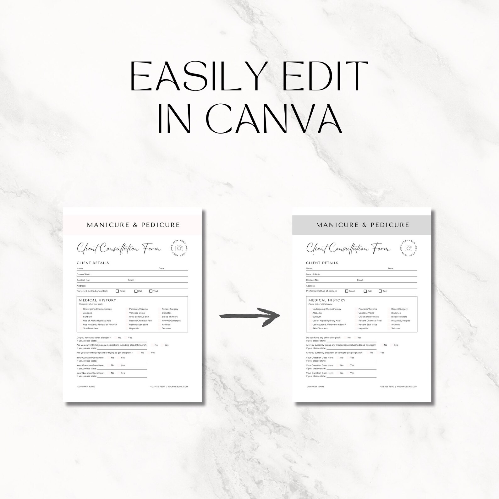 Nail Tech Forms Printable PDF, Nail Tech Client Consent Forms, Beauty ...