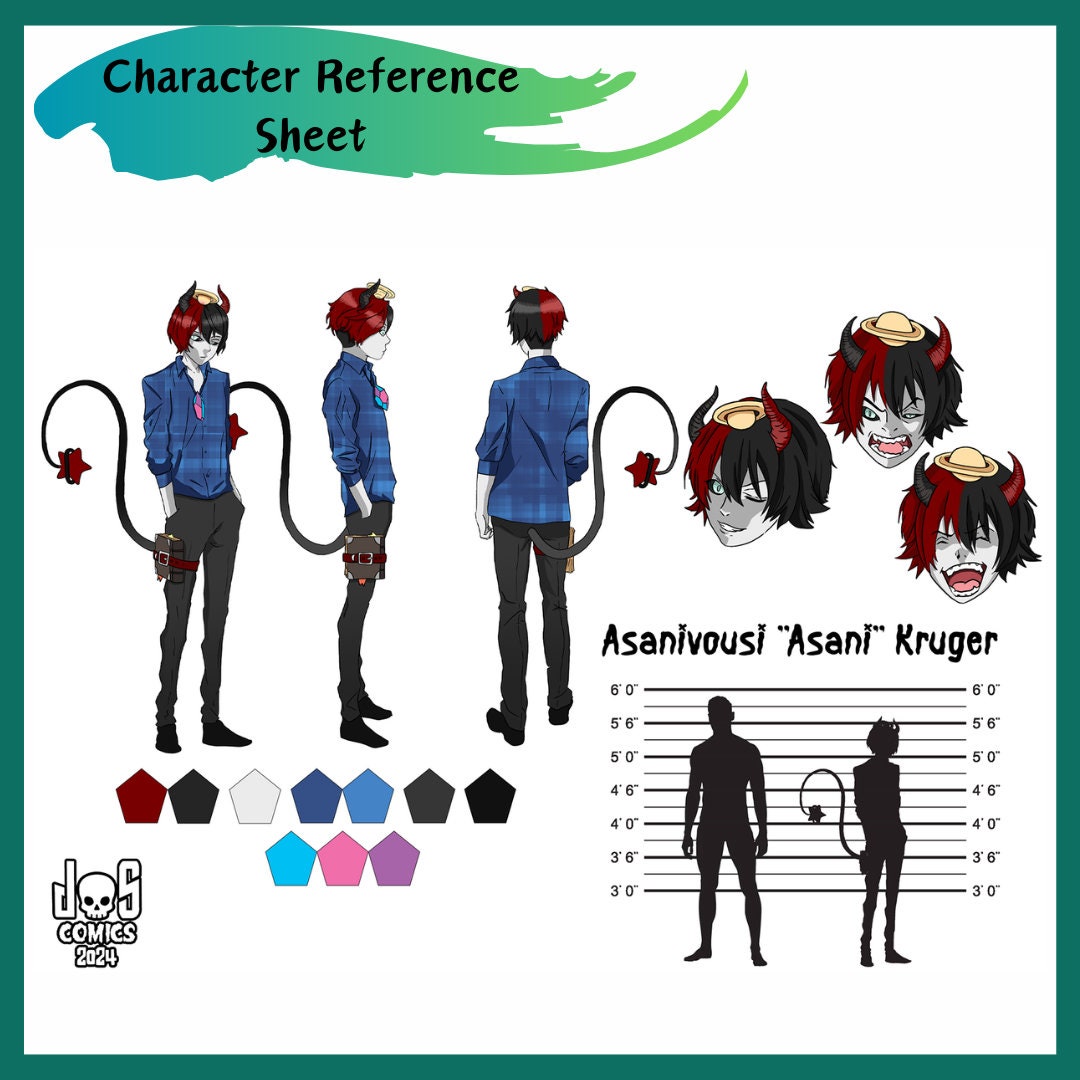 Character Reference Sheet Illustration | Line Art, Full Colour ...